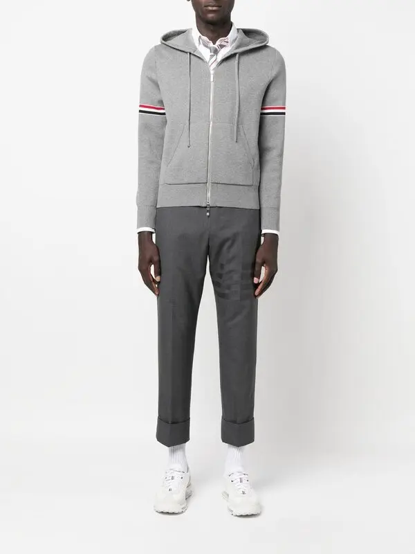 Thom Browne Striped Zip-up Hoodie - Grey