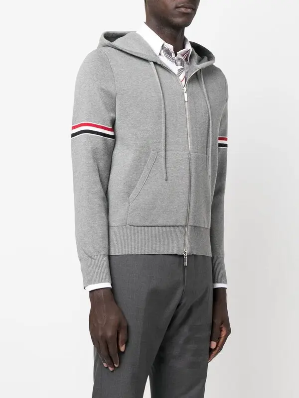 Thom Browne Striped Zip-up Hoodie - Grey