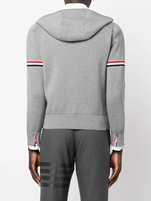 Thom Browne Striped Zip-up Hoodie - Grey