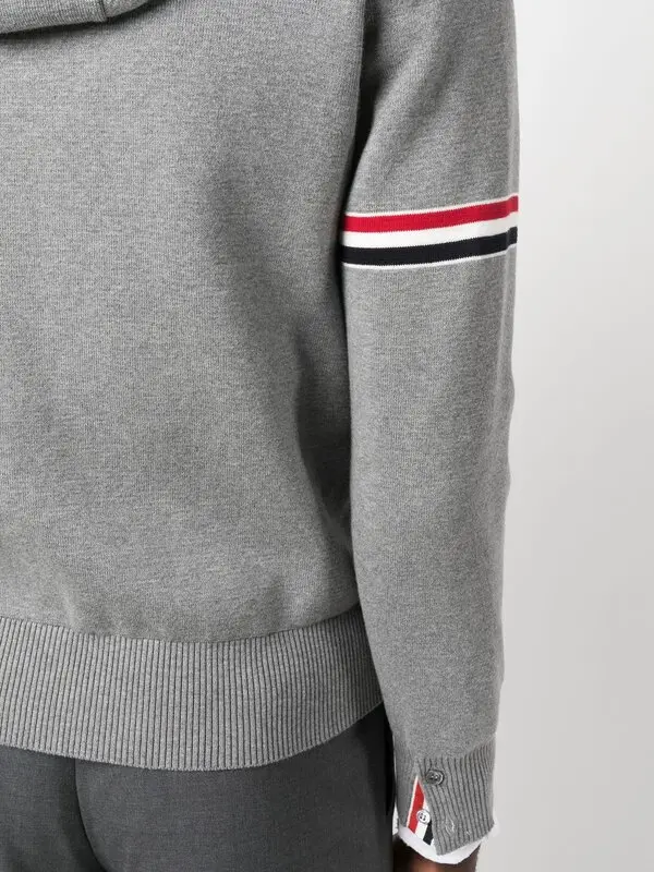 Thom Browne Striped Zip-up Hoodie - Grey
