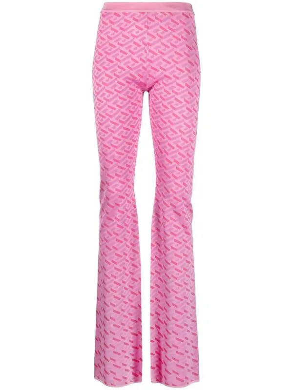 Versace La Greca Jacquard Flared Trousers - Pink