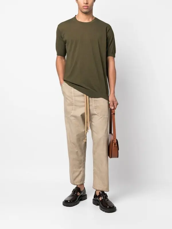 UMA WANG Distressed-effect Drop-crotch Trousers - Brown