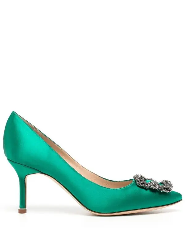 Manolo Blahnik Hangisi Embellished Pumps - Green