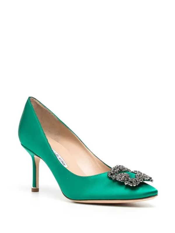 Manolo Blahnik Hangisi Embellished Pumps - Green