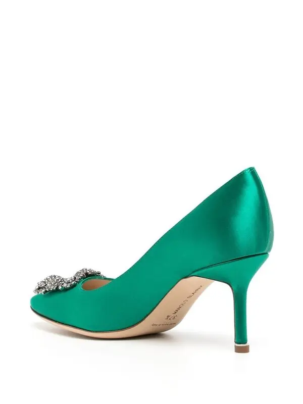 Manolo Blahnik Hangisi Embellished Pumps - Green