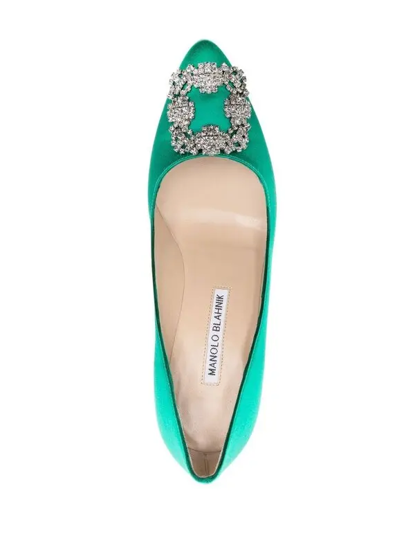 Manolo Blahnik Hangisi Embellished Pumps - Green