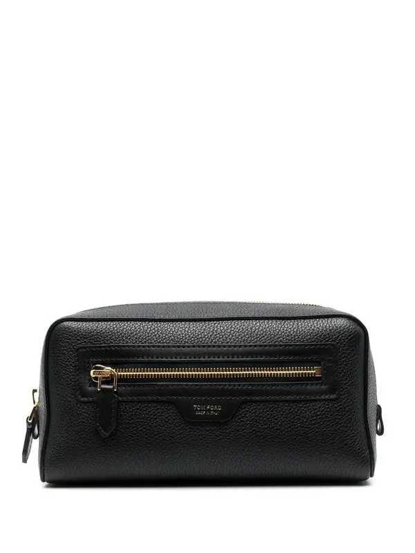 TOM FORD Grained-leather Logo-stamp Wash Bag - Black