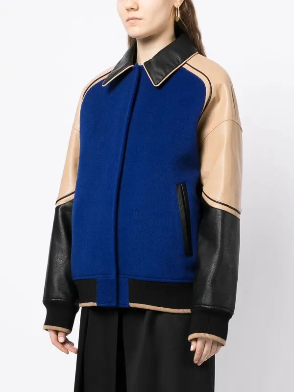 Goen.j Faux-leather Trim Wool Jacket