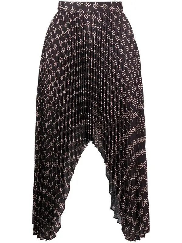 Rokh Monogram-print Asymmetric Skirt