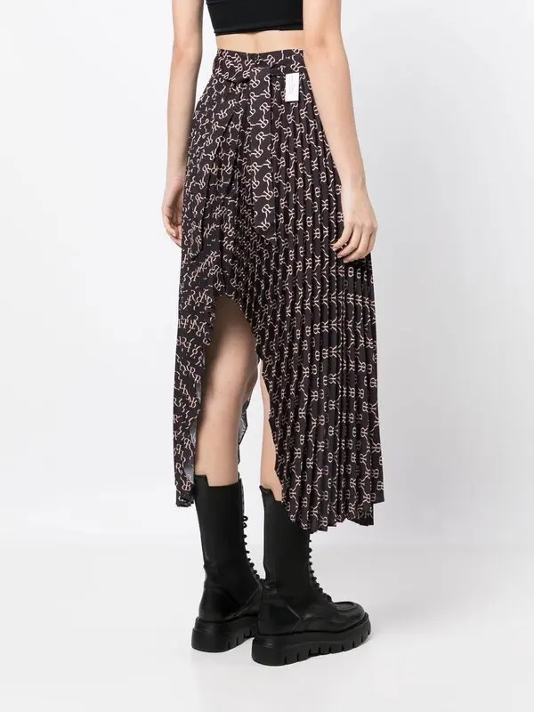 Rokh Monogram-print Asymmetric Skirt