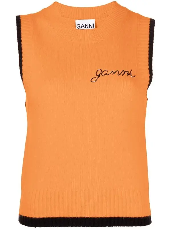 GANNI Sleeveless Wool-blend Top