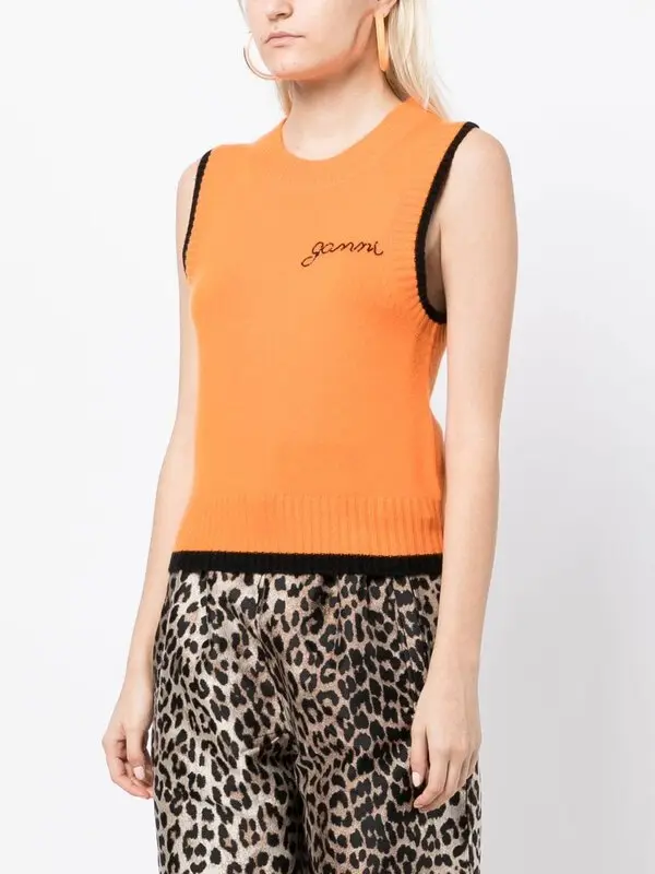 GANNI Sleeveless Wool-blend Top