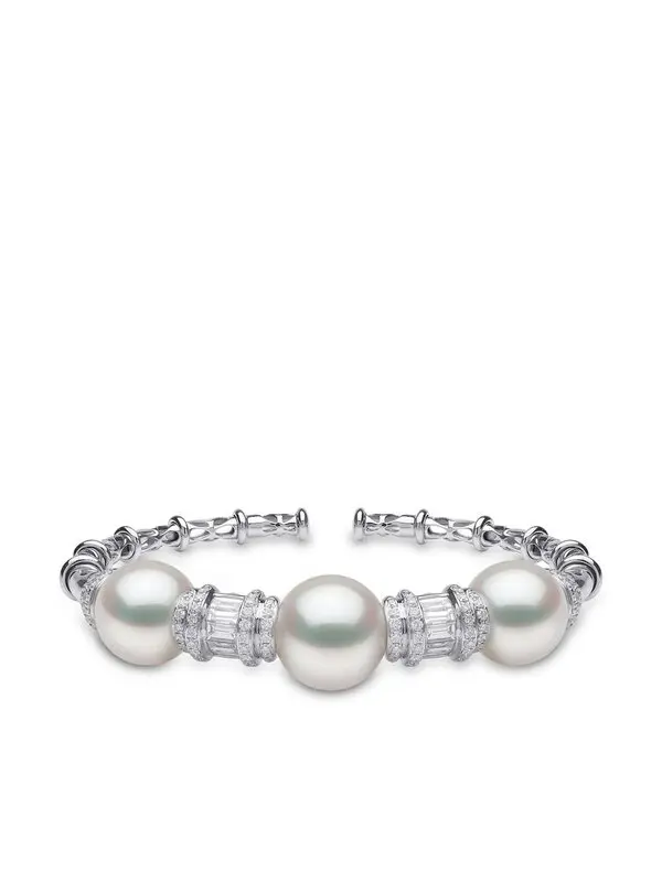 Yoko London 18kt White Gold Mayfair Pearl And Diamond Bangle - Silver