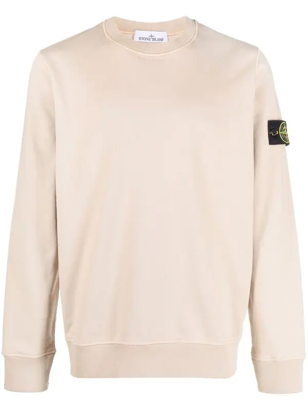 Stone Island Crew-neck Sweatshirt With Compass Patch - Neutrals