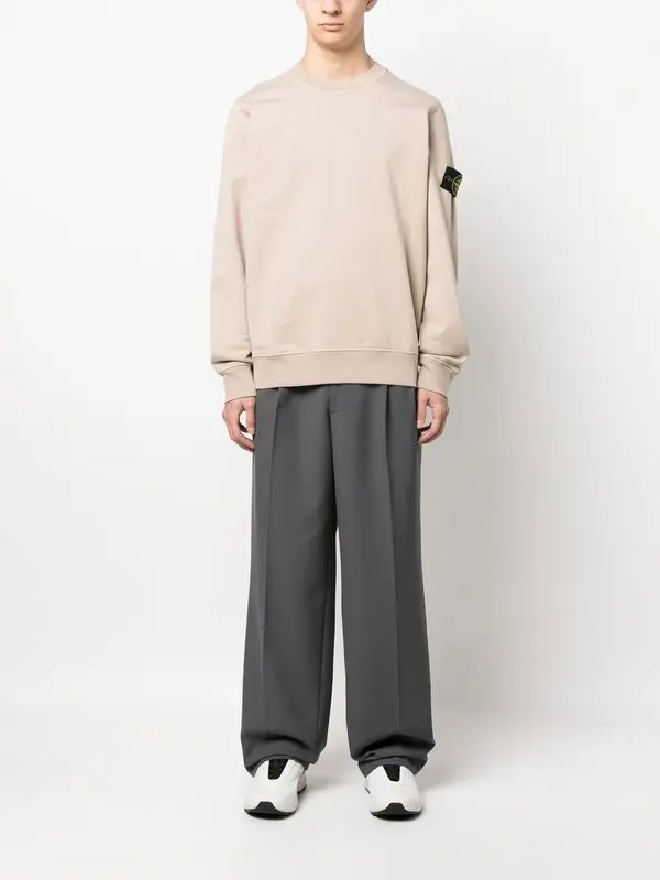Stone Island Crew-neck Sweatshirt With Compass Patch - Neutrals