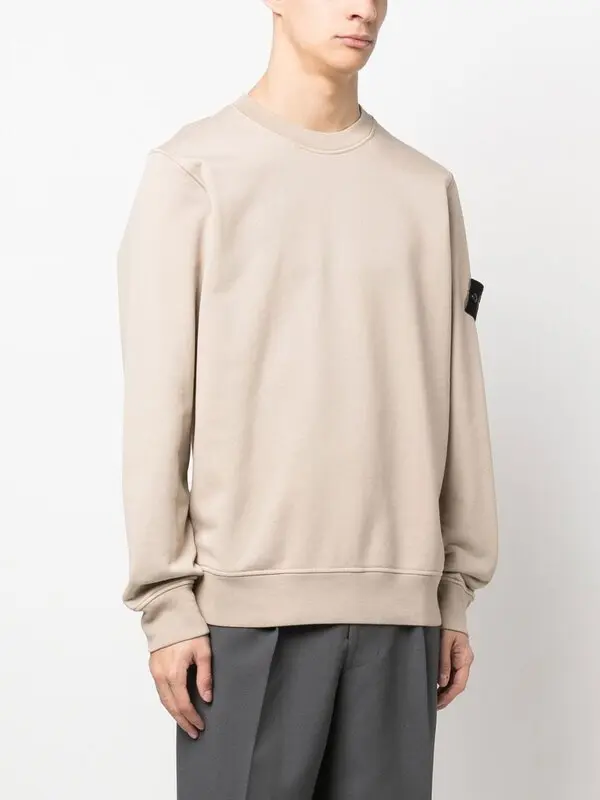 Stone Island Crew-neck Sweatshirt With Compass Patch - Neutrals