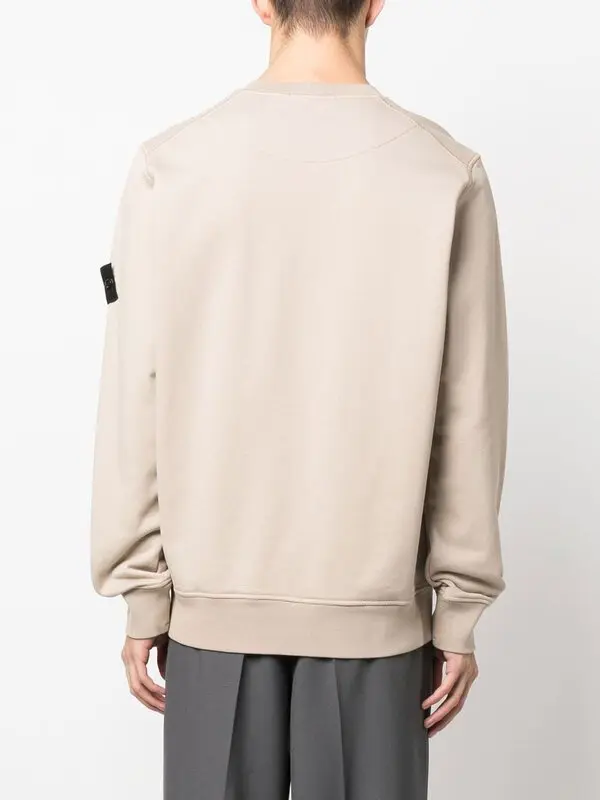 Stone Island Crew-neck Sweatshirt With Compass Patch - Neutrals