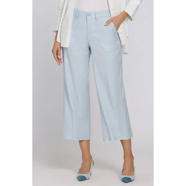 NYDJ Linen Blend Wide Leg Capri Pants - Blue Clover