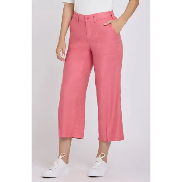 NYDJ Linen Blend Wide Leg Capri Pants - Desert Rose