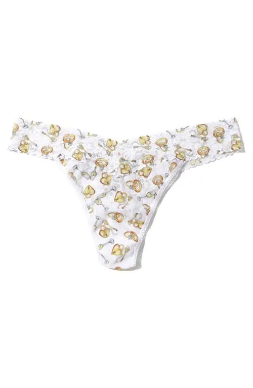 Hanky Panky Print Original Rise Lace Thong - Forever White/ Gold
