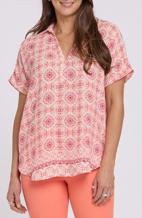 NYDJ Becky Split Neck Woven Top - The Paloma