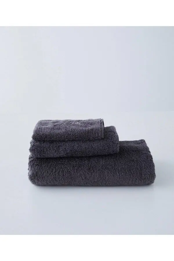 FOO TOKYO Organic Cotton Towel Bath Towel/ Face Towel/ Hand Towel 3-size Set In Same Color Gray - Charcoal