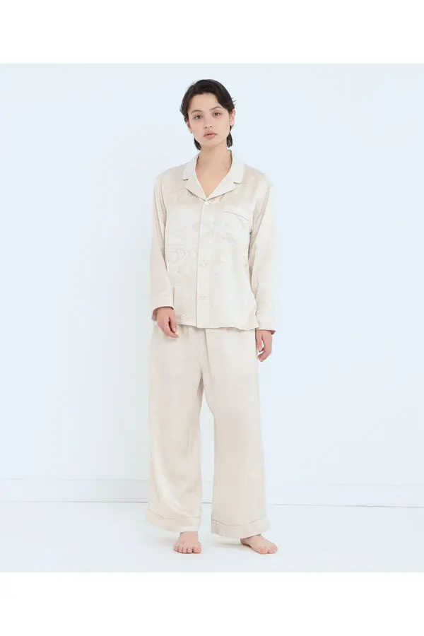 FOO TOKYO Silk Jacquard Pajamas Water Pattern Pearl