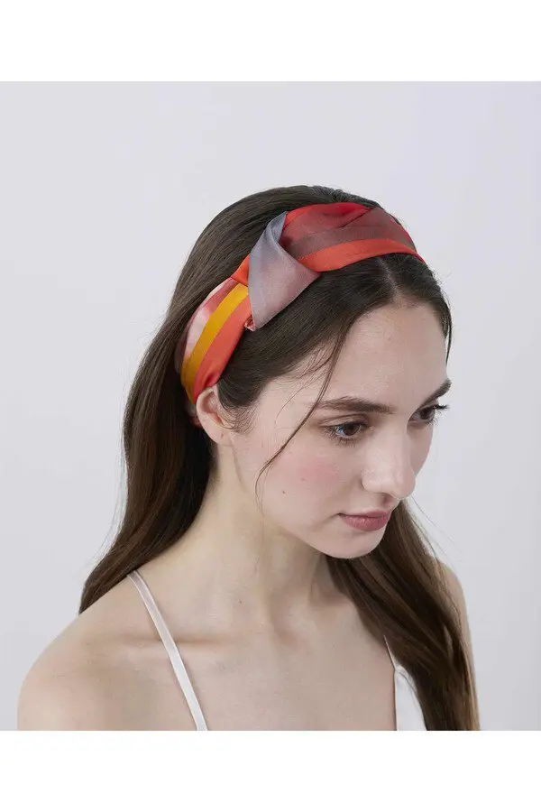 FOO TOKYO Watercolor Silk Evening Glow Hairband - Navy