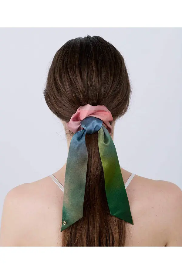 FOO TOKYO Water Color Silk Ribbon 2-way Hair Accessory - Red
