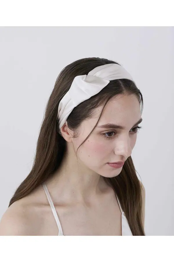 FOO TOKYO Silk Hairband With Pearl - White