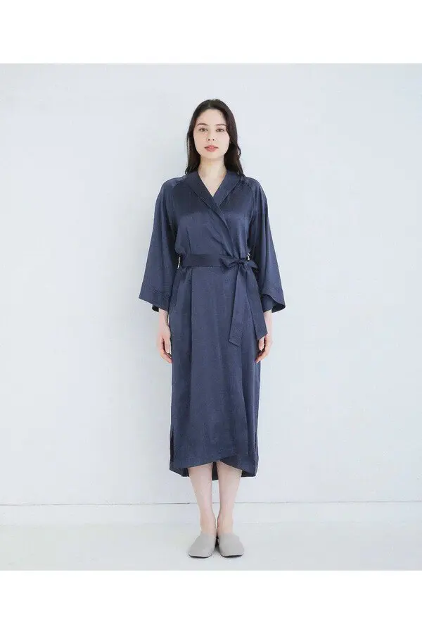 FOO TOKYO Silk Gown Elegant - Navy