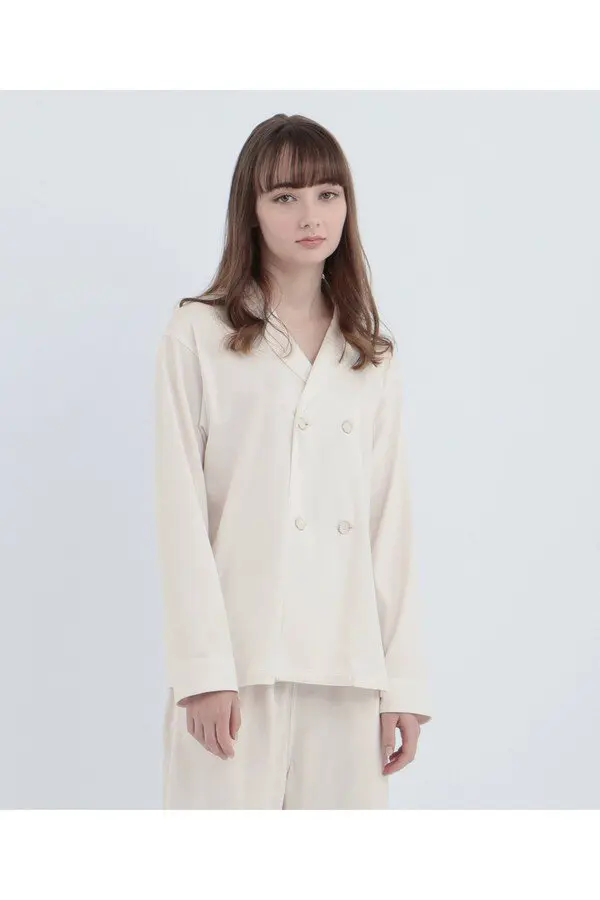 FOO TOKYO Royal Organic Cotton Double Button Pajamas Off - White