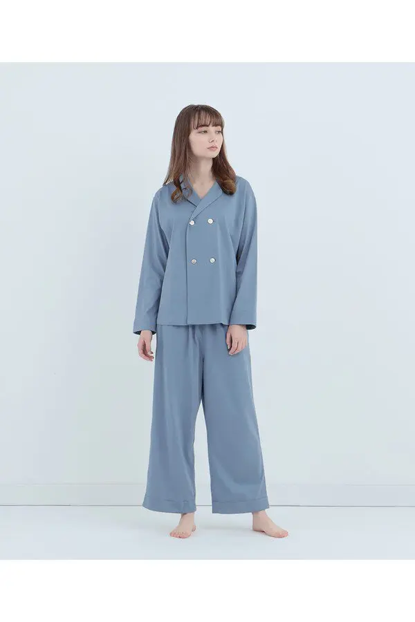 FOO TOKYO Royal Organic Cotton Double Button Pajamas Cobalt - Blue
