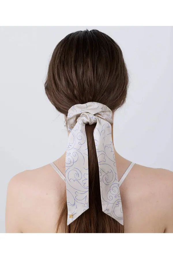 FOO TOKYO Silk Ribbon Scrunchie - Navy