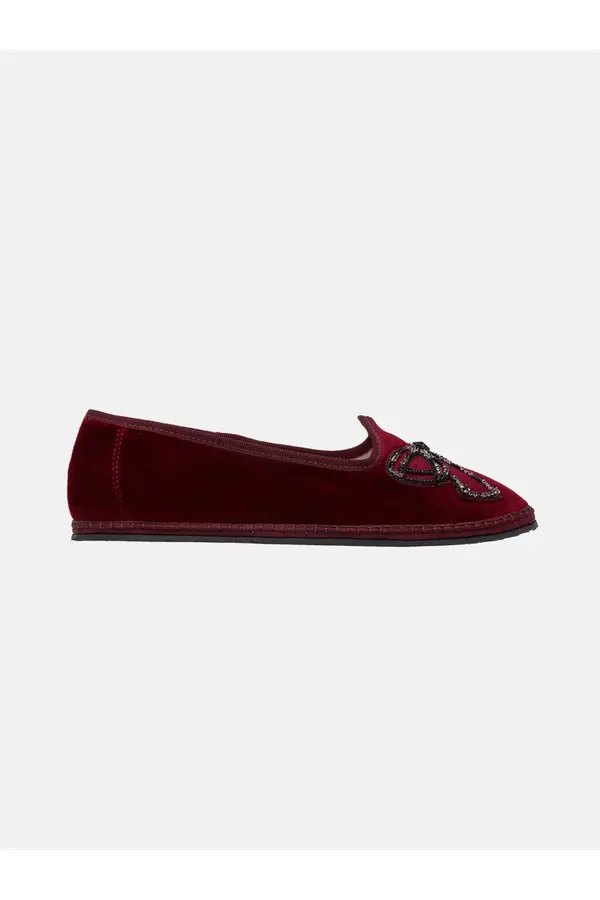 Saloni Camille Bordeaux Velvet Slippers
