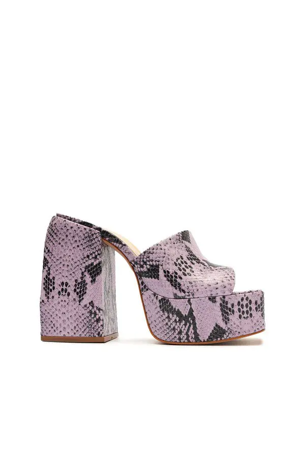 Schutz Aretha Snake Embossed Leather Mule Sandal
