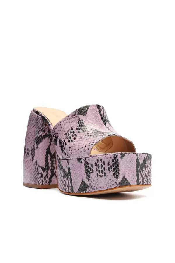 Schutz Aretha Snake Embossed Leather Mule Sandal