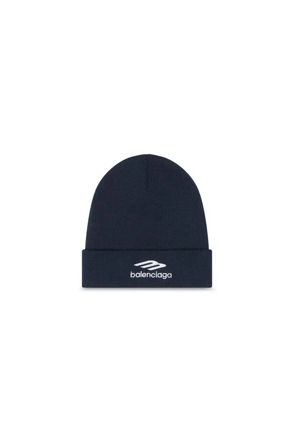 Balenciaga 3b Sports Icon Beanie In Blue - Navy | Editorialist
