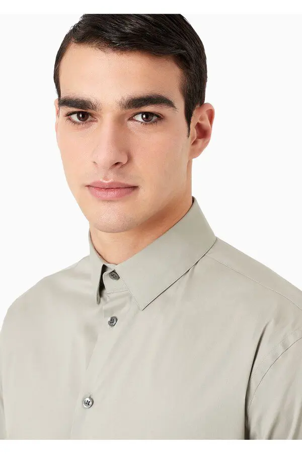 Giorgio Armani Plain-knit Stretch Cotton Shirt