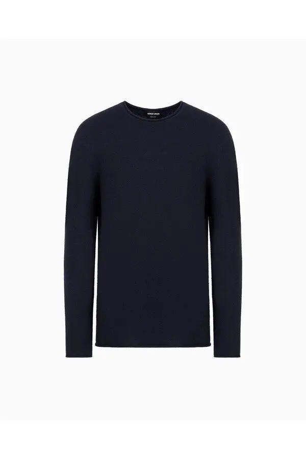 Giorgio Armani Icon Cashmere Interlock Crew-neck Jumper - Navy