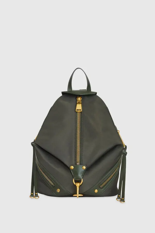 Rebecca Minkoff Nylon Medium Zip Julian Backpack In Olive 40
