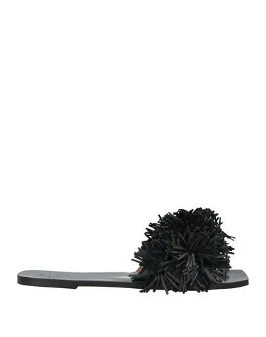 ATP ATELIER Leather Sandals With Fringes - Black
