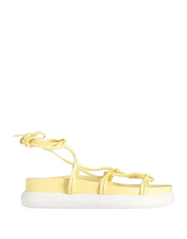 UNLACE Textile Fiber Flatform Sandals - Light Yellow