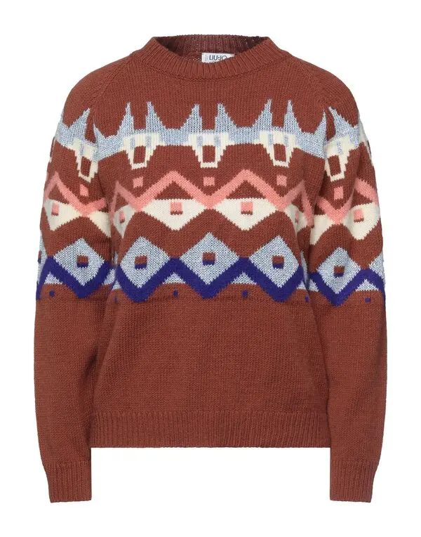 LIU •JO Multicolor Patterned Sweater - Brown