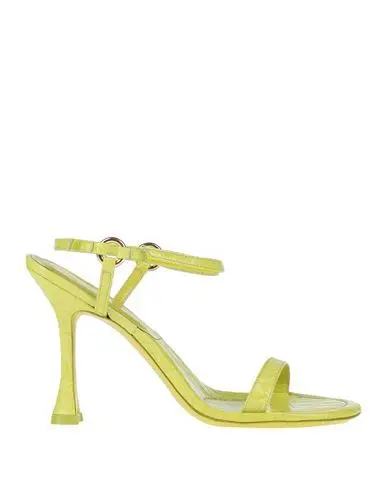 By Far Lime Leather Crocodile Embossed Sandals