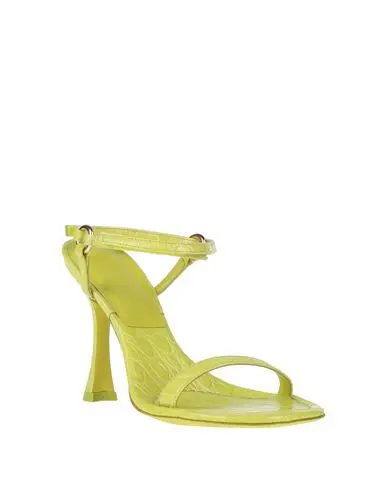 By Far Lime Leather Crocodile Embossed Sandals