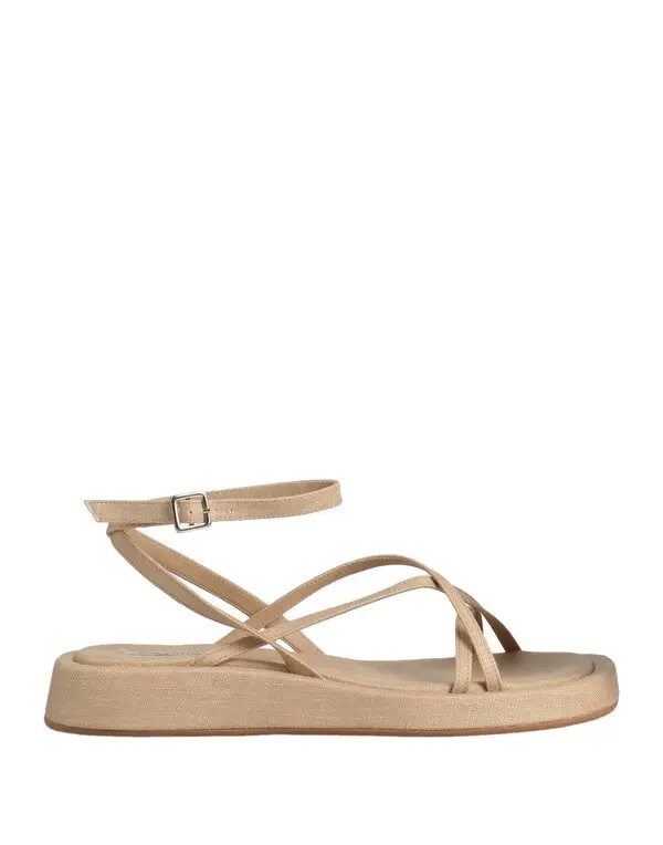 GIA / RHW Textile Ankle Strap Sandals - Beige