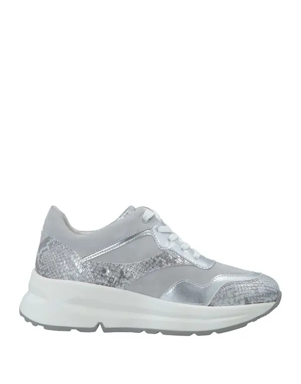 Geox Leather And Textile Sneakers - Light Grey