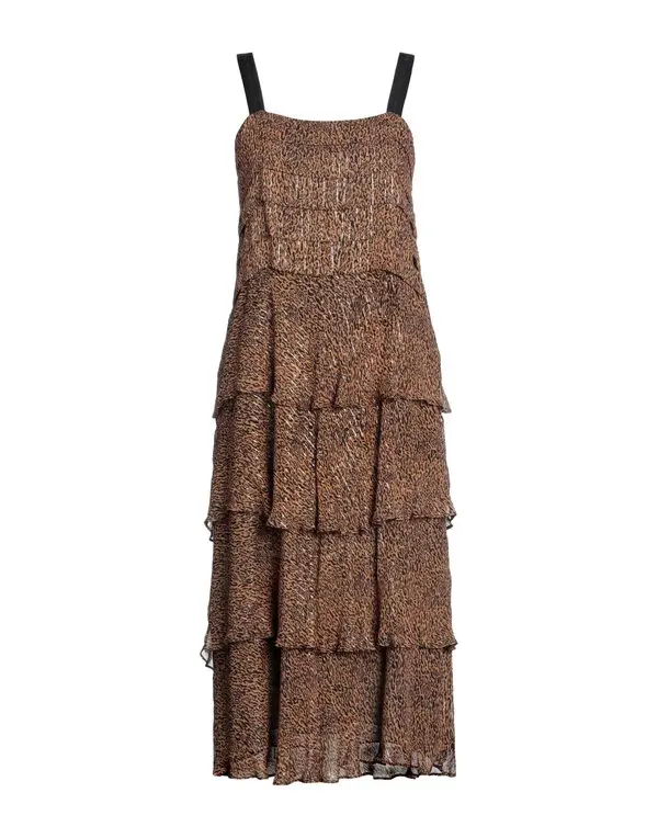 Pinko Flared Midi Dress - Brown