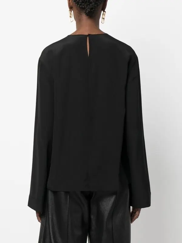 JOSEPH Gathered-neck Silk Blouse - Black